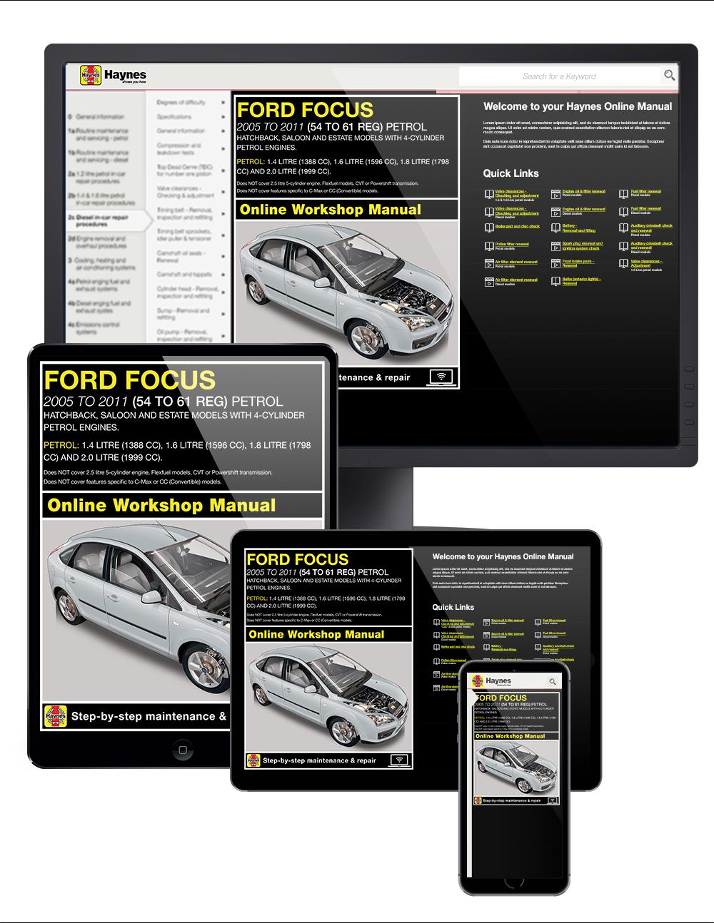 Haynes Online Manual Ford Focus 2005-11 - 1 Year | Halfords UK