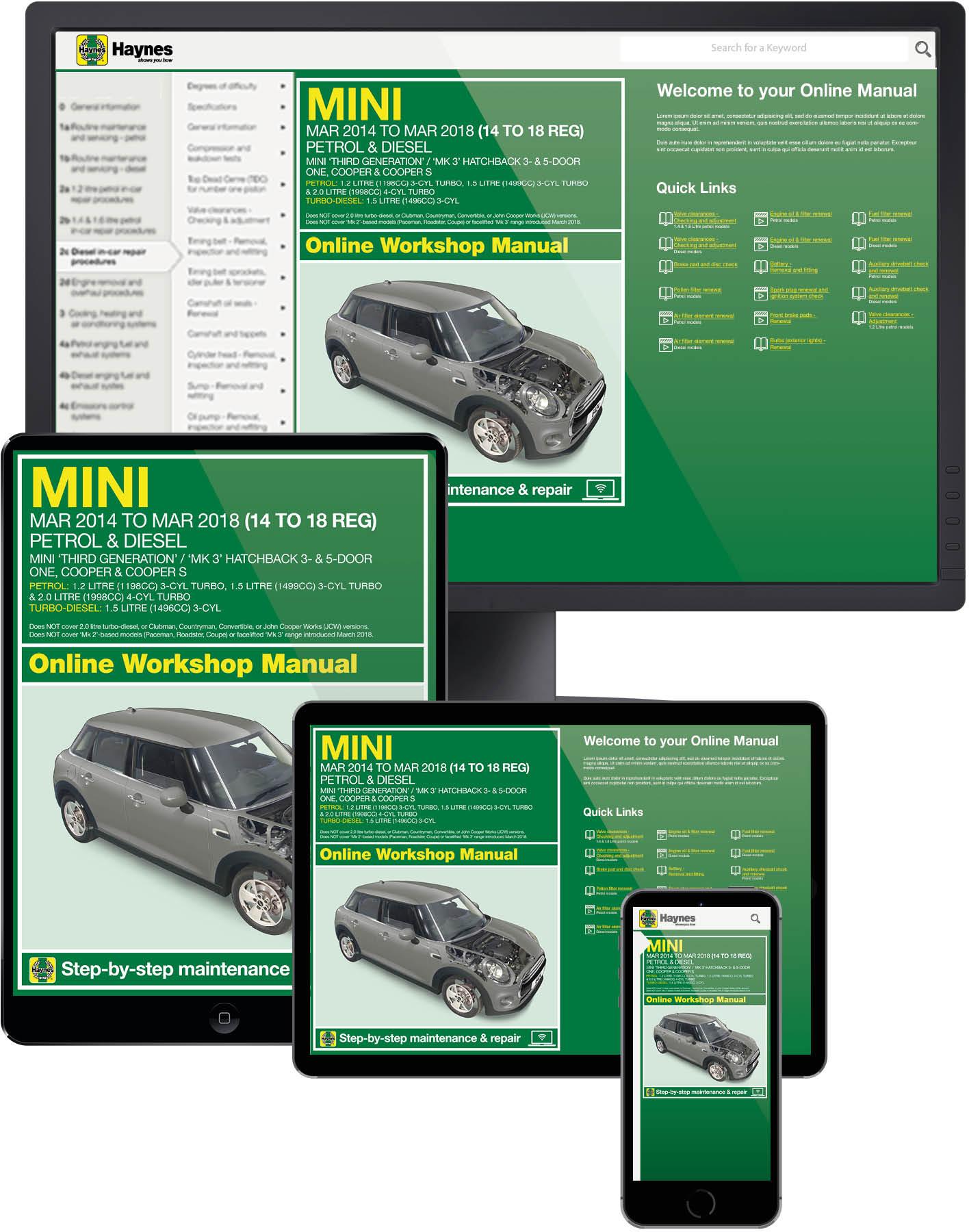 Haynes Online Manual Mini 2014-18 - Days | Halfords UK