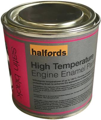 Halfords High Temperature Engine Enamel Paint - Satin Black 250ml ...