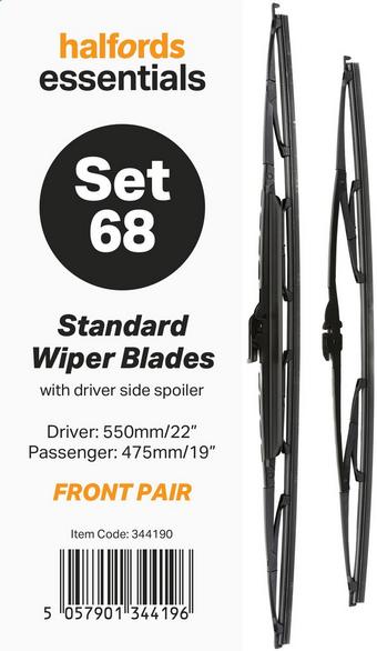 Halfords Essentials Wiper Blade Set 68 Halfords UK