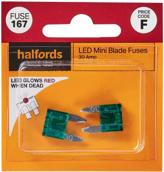 Halfords LED Mini Blade Fuses 30 Amp FUSE167 Halfords UK